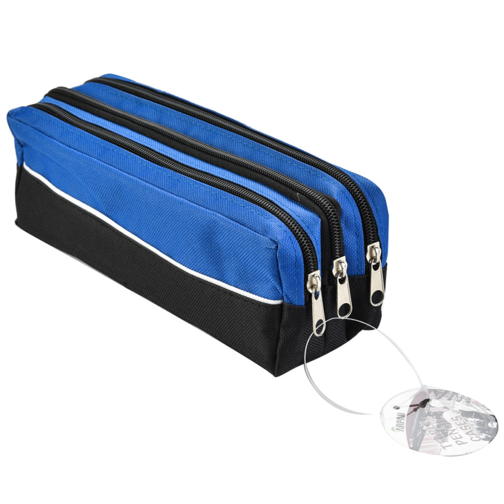 Arpan Triple Pocket Zip Rectangular Large Fabric Pencil Case School ...