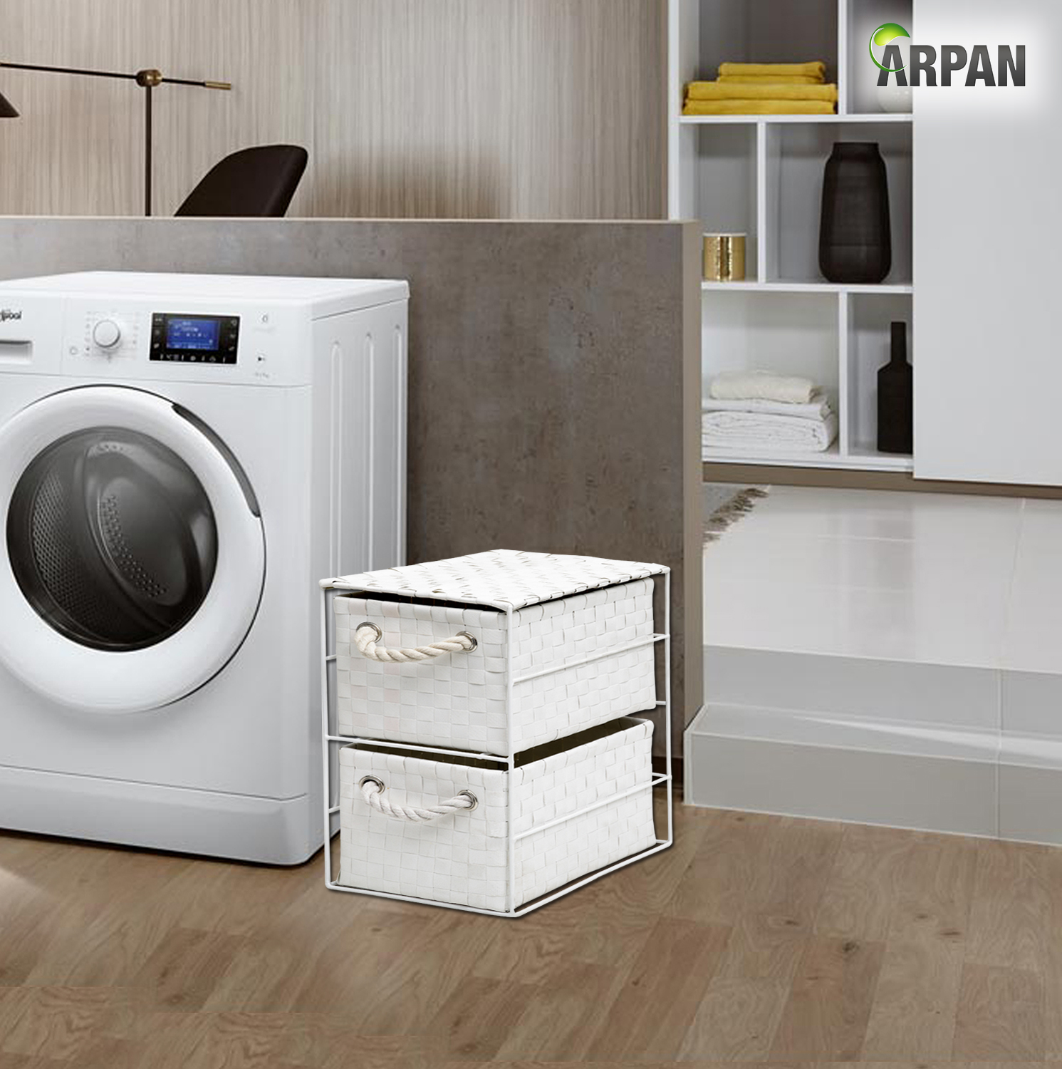 Arpan White 2 Drawer Storage Cabinet Unit Ideal For Home/Office ...