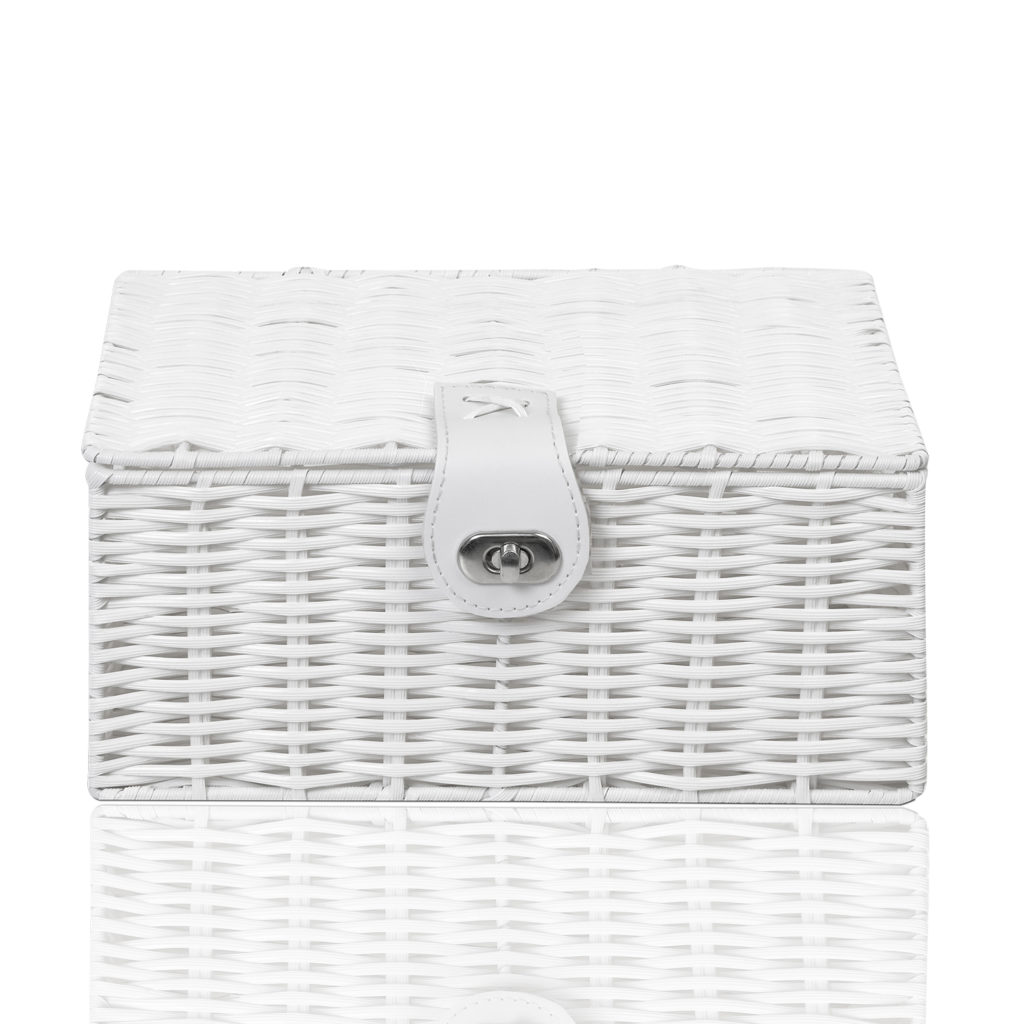 Woven Storage Basket Box with lid lock White - Clarisworld