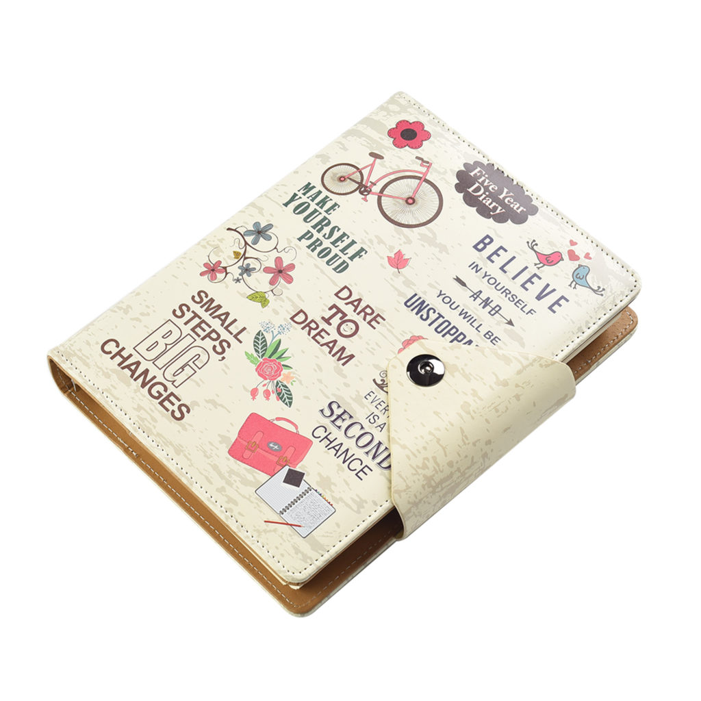 Undated Five Year Organiser Diary A5 Cream Slogan Art