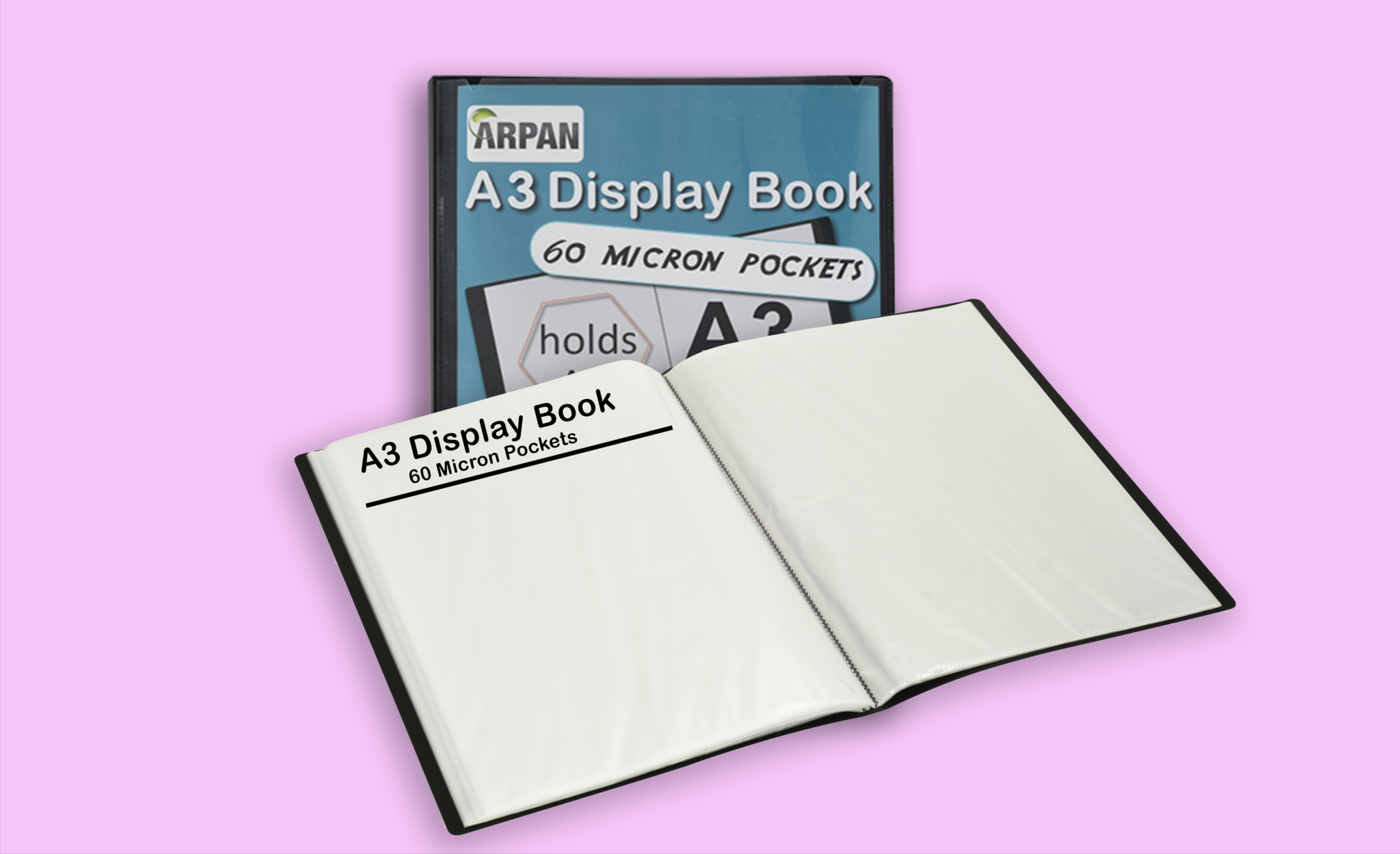 A3 Display Book With 48 Sleeves Black - Clarisworld