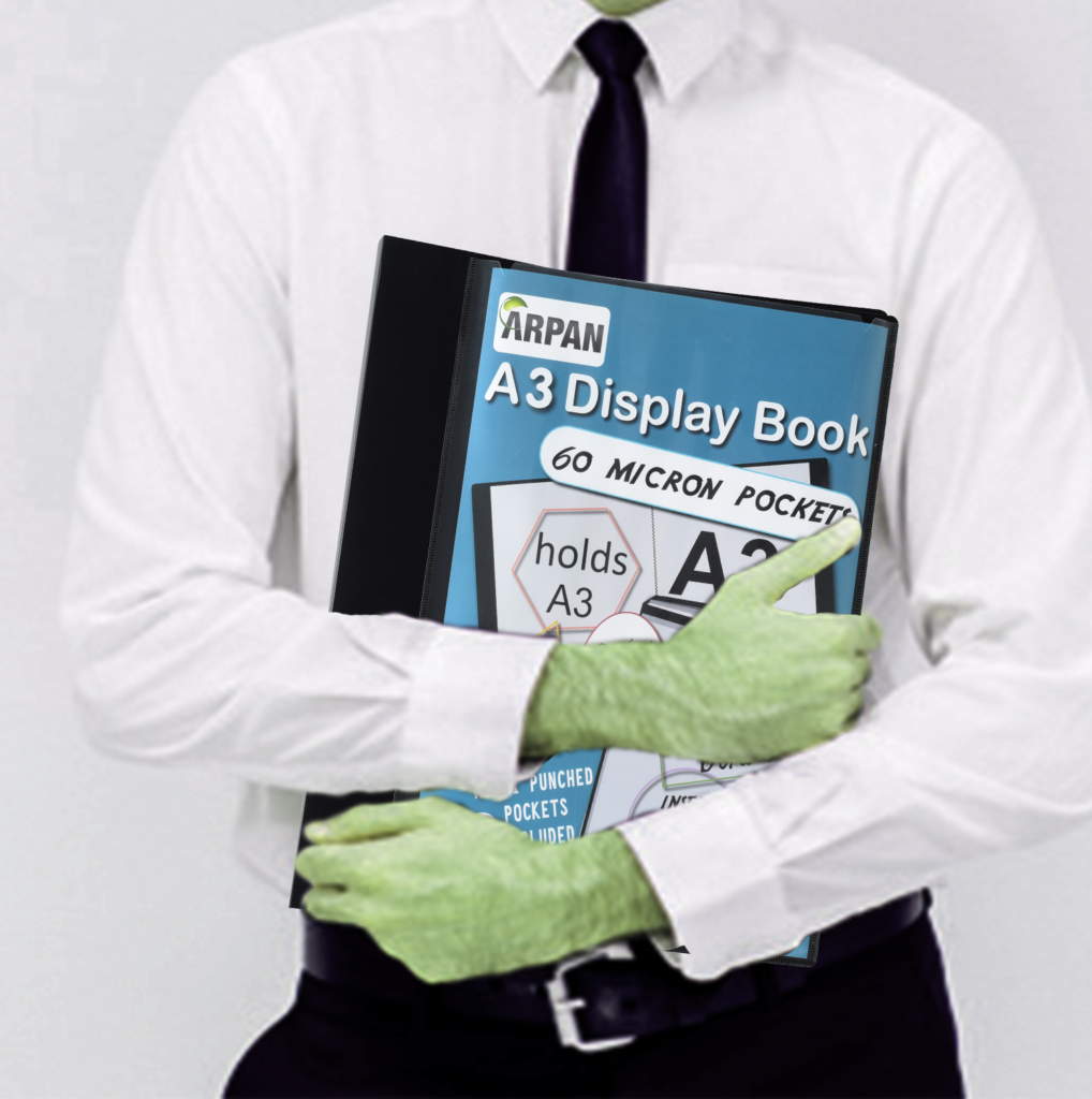 A3 Display Folder With Ring Binder Black With 10 Sleeves - Clarisworld