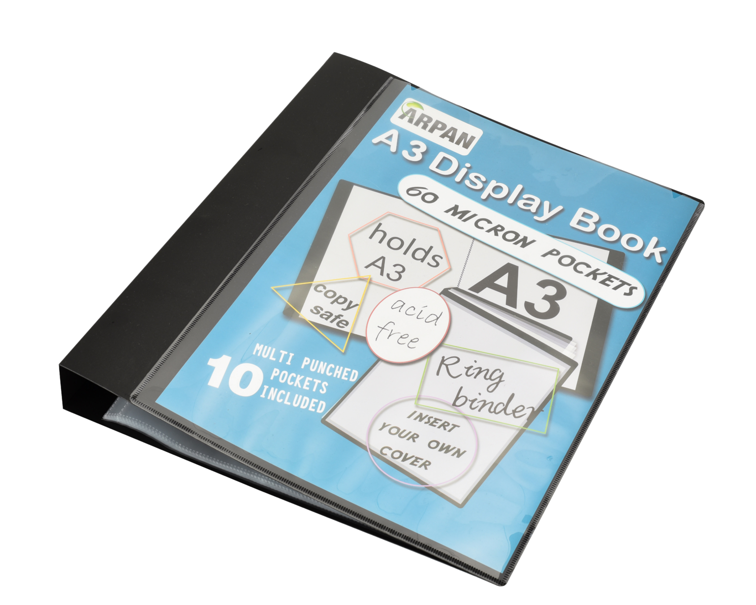 A3 Display Folder With Ring Binder Black With 10 Sleeves Clarisworld a3-display-folder-with-ring-binder-black-with-10-sleeves-clarisworld