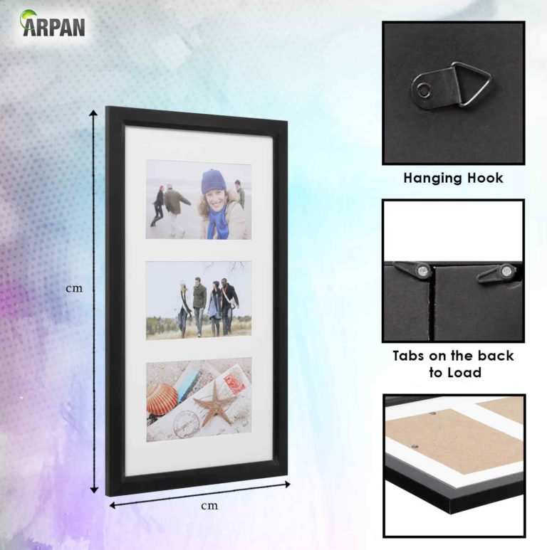 Arpan Multi Aperture Photo Picture Frame 3, 5 or 6 Aperture (3 Aperture ...