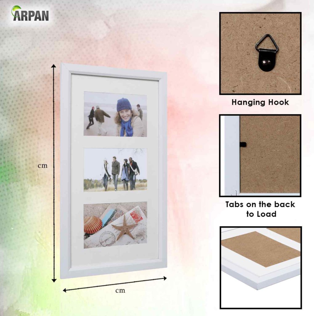 Arpan Multi Aperture Photo Picture Frame 3, 5 or 6 Aperture (3 Aperture ...