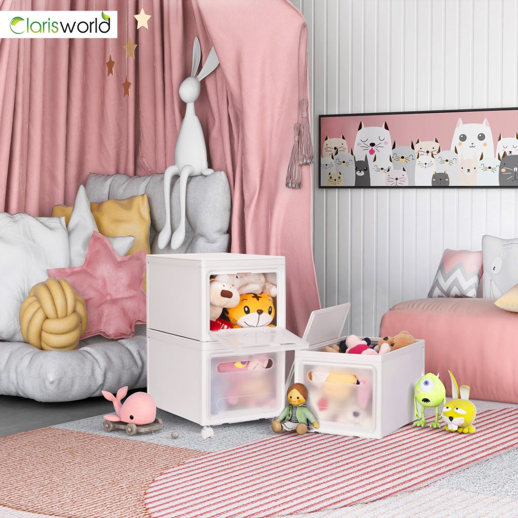 Stackable Storage Boxes Bins with Lid Plastic Drawers A4 Format 3 Tier ...